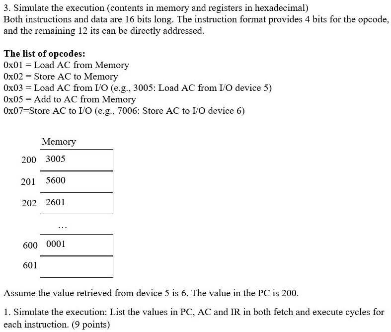 Solved 3simulate The Execution Contents In Memory And Registers In Hexadecimal Both