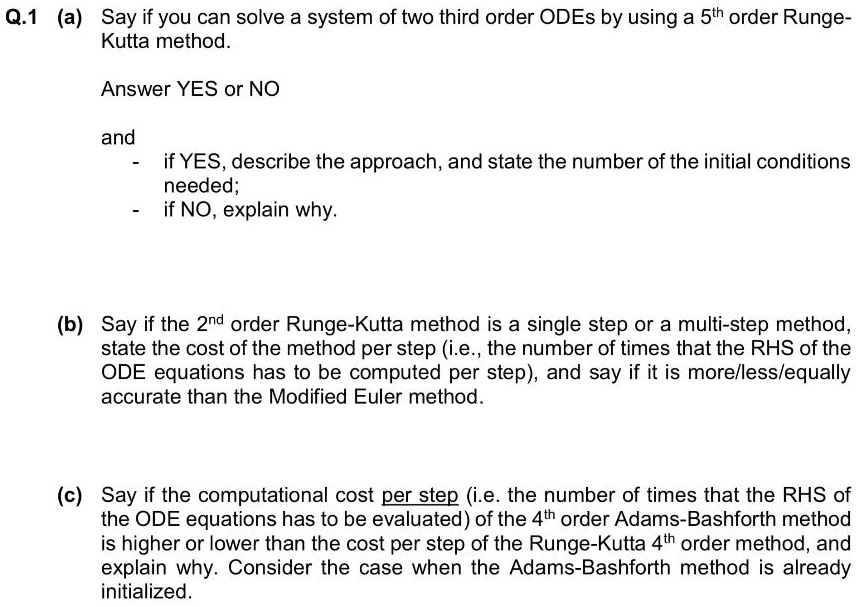 Solved A Say If You Can Solve A System Of Two Third Order Odes By Using A 5th Order Runge