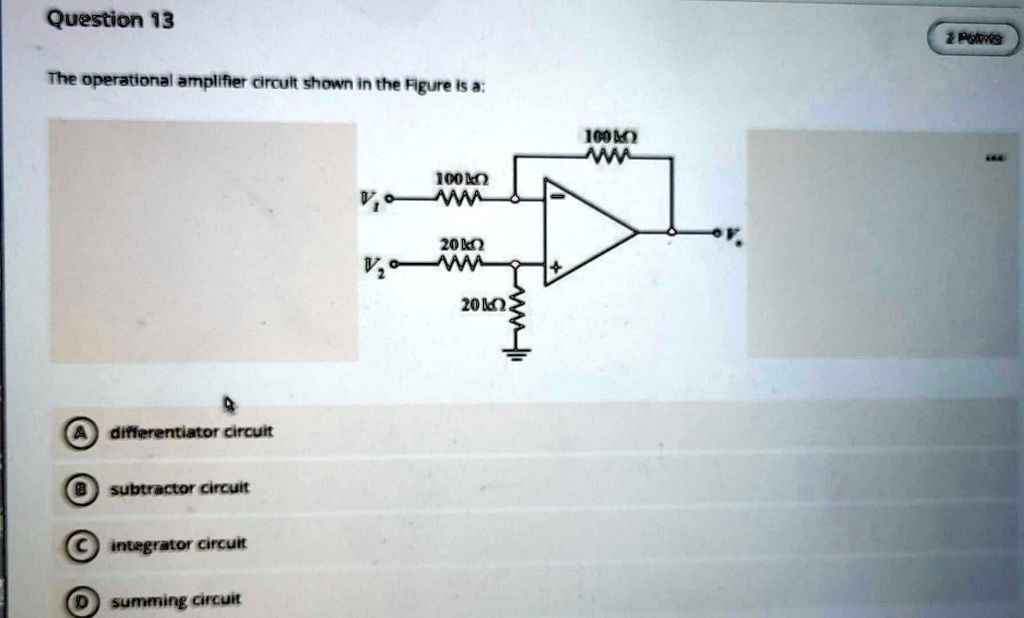 Solved The Operational Amplifier Circuit Shown In The Figure Is A 1000 Î© 100 MÎ© 20 KÎ© 2010 Î