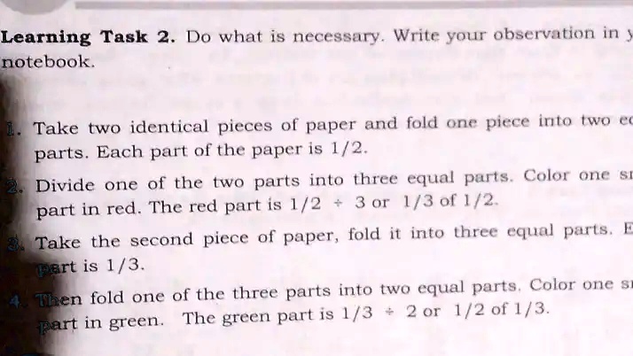 SOLVED: Take two identical pieces of paper and fold one piece into two ...