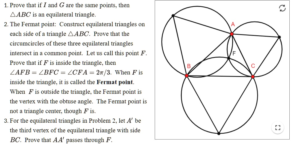 1 prove that if i and g are the same points then abc is an equilateral ...