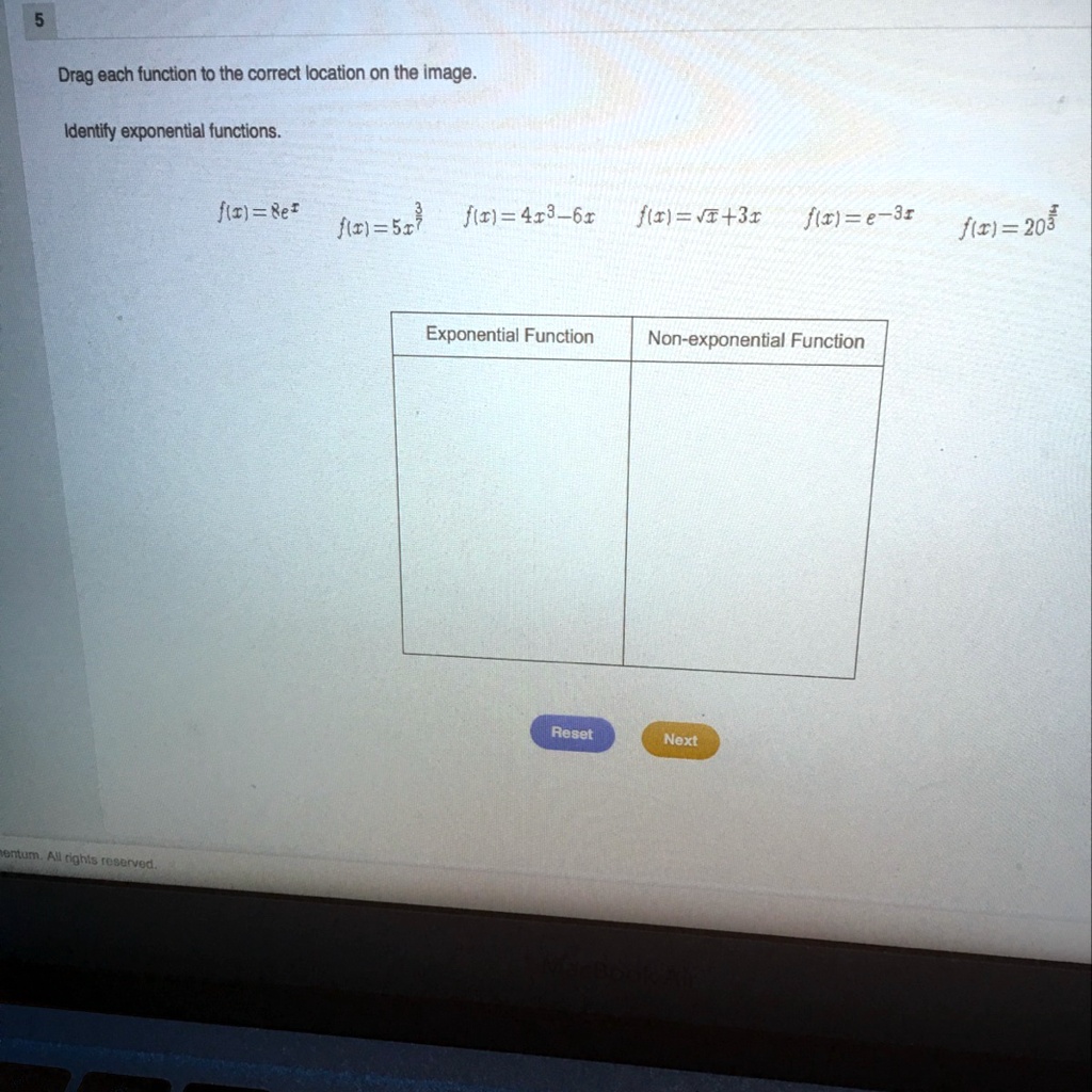 5 Drag each function to the correct location on the image. Identify exponential functions. f(x ...
