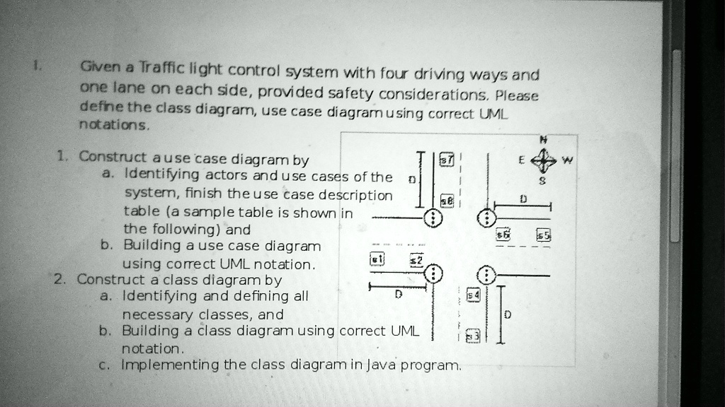 1. Given a Traffic light control system with four driving ways and one ...