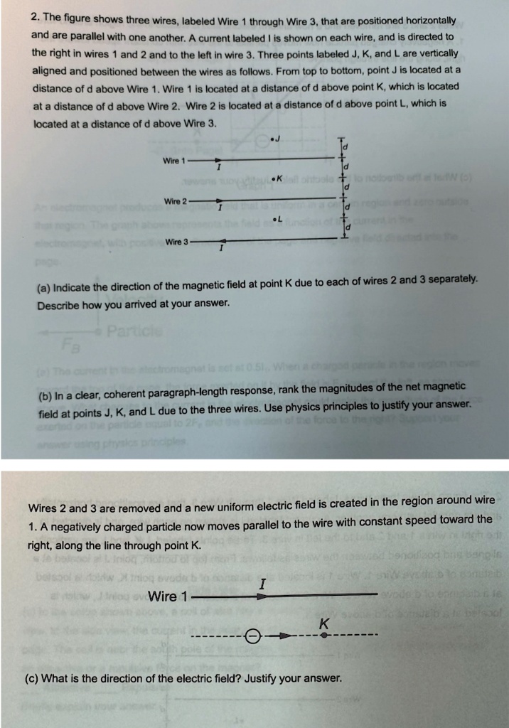 the figure shows three wires labeled wire 1 through wire 3 that are ...