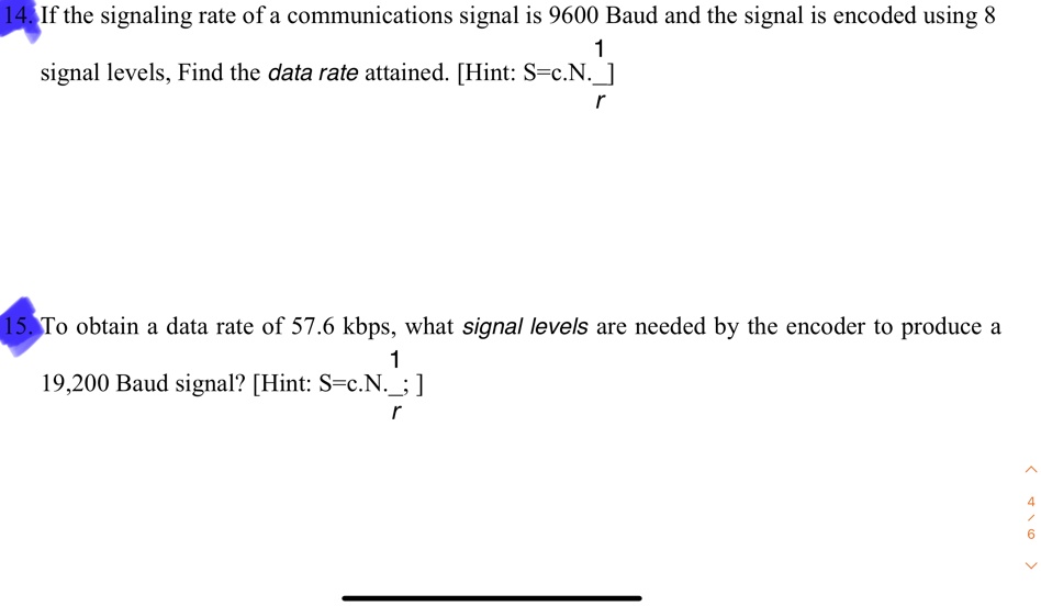 SOLVED: If the signaling rate of a communications signal is 9600 Baud ...