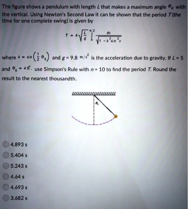 SOLVED: The figure shows a pendulum with length L that makes a maximum ...