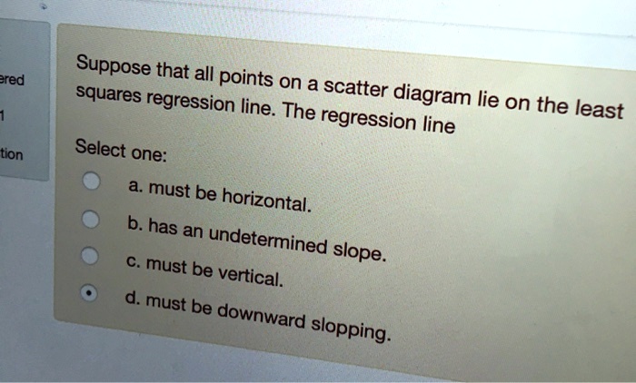 SOLVED: red Suppose that all points on a squares regression line ...
