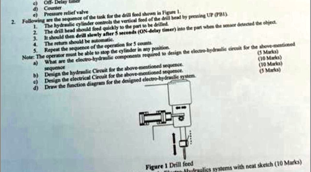 c) Off-Delay timer d) Counter e) Pressure relief valve 2. Following are ...
