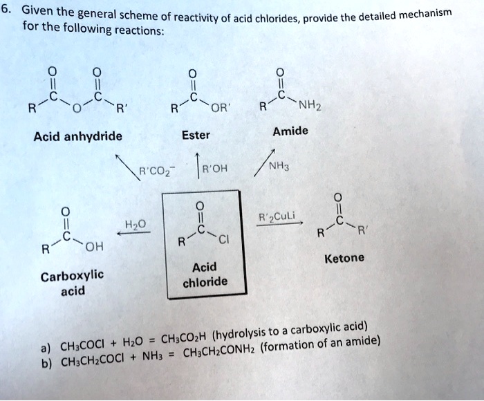 SOLVED: Given the general scheme of reactivity of acid chlorides ...