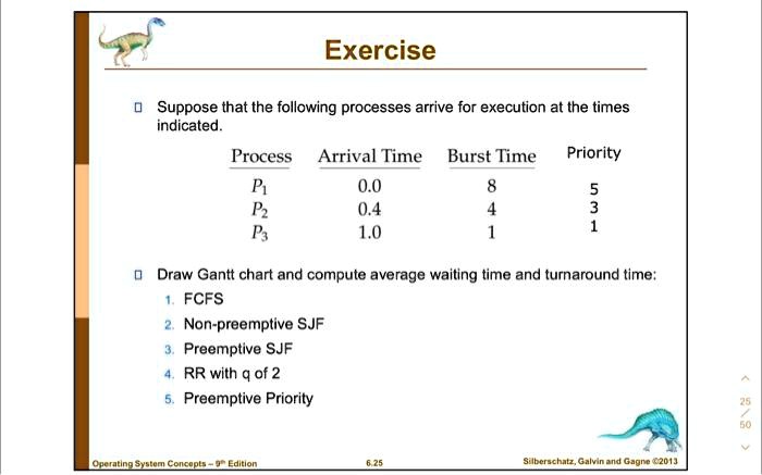 SOLVED: Exercise Suppose that the following processes arrive for ...