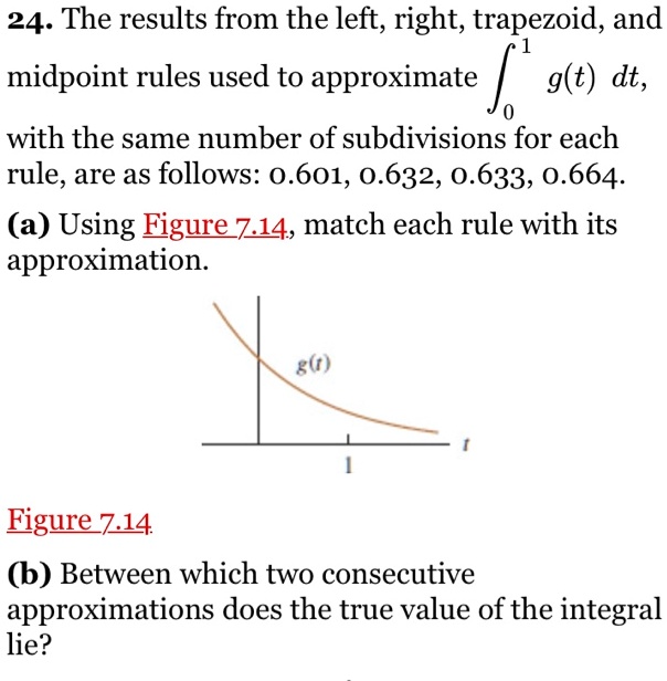 24 the results from the left right trapezoid and midpoint rules used to ...