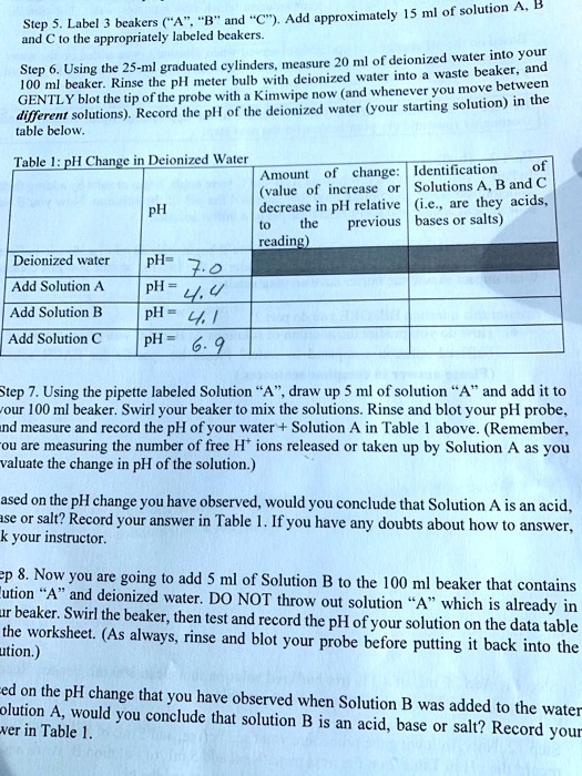 and add approximately 15 ml of solution step label beakers a ...