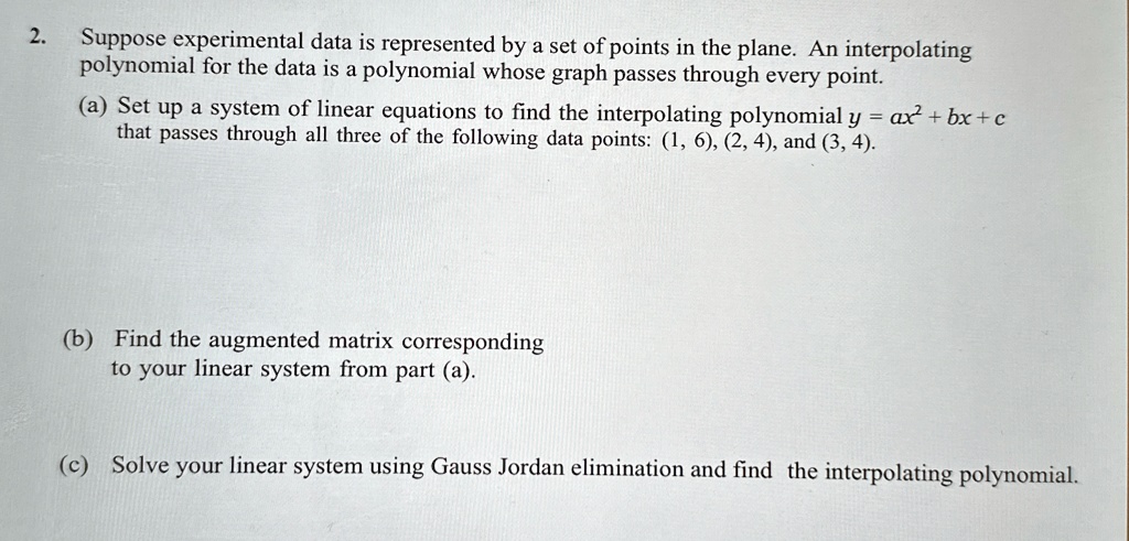 2 suppose experimental data is represented by a set of points in the ...