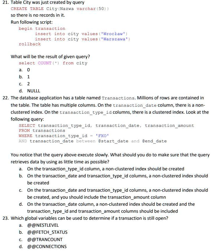 SOLVED: 21 Table City was just created by query CREATZ TABLE city ...