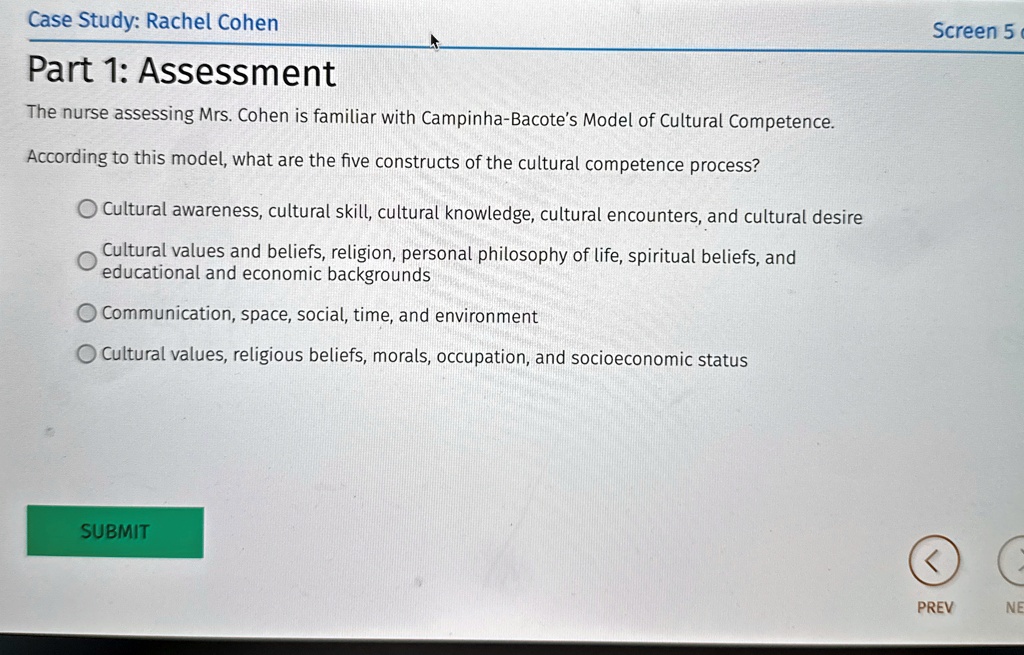 case study rachel cohen part 1 assessment the nurse assessing mrs cohen ...