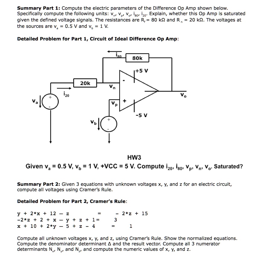 SOLVED: Summary Part 1: Compute the electric parameters of the ...
