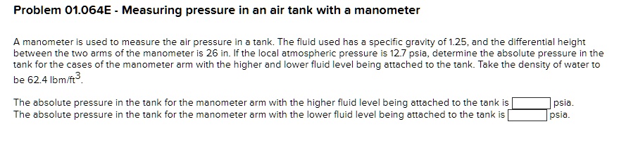 SOLVED: Problem 01.064E Measuring pressure in an air tank with a ...