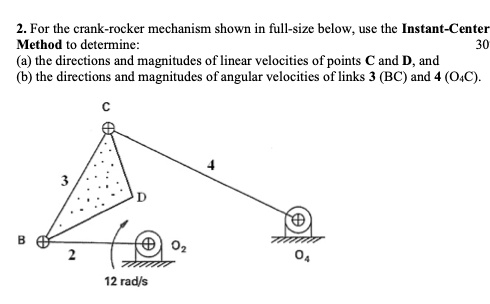 SOLVED: 2. For the crank-rocker mechanism shown in full-size below, use ...