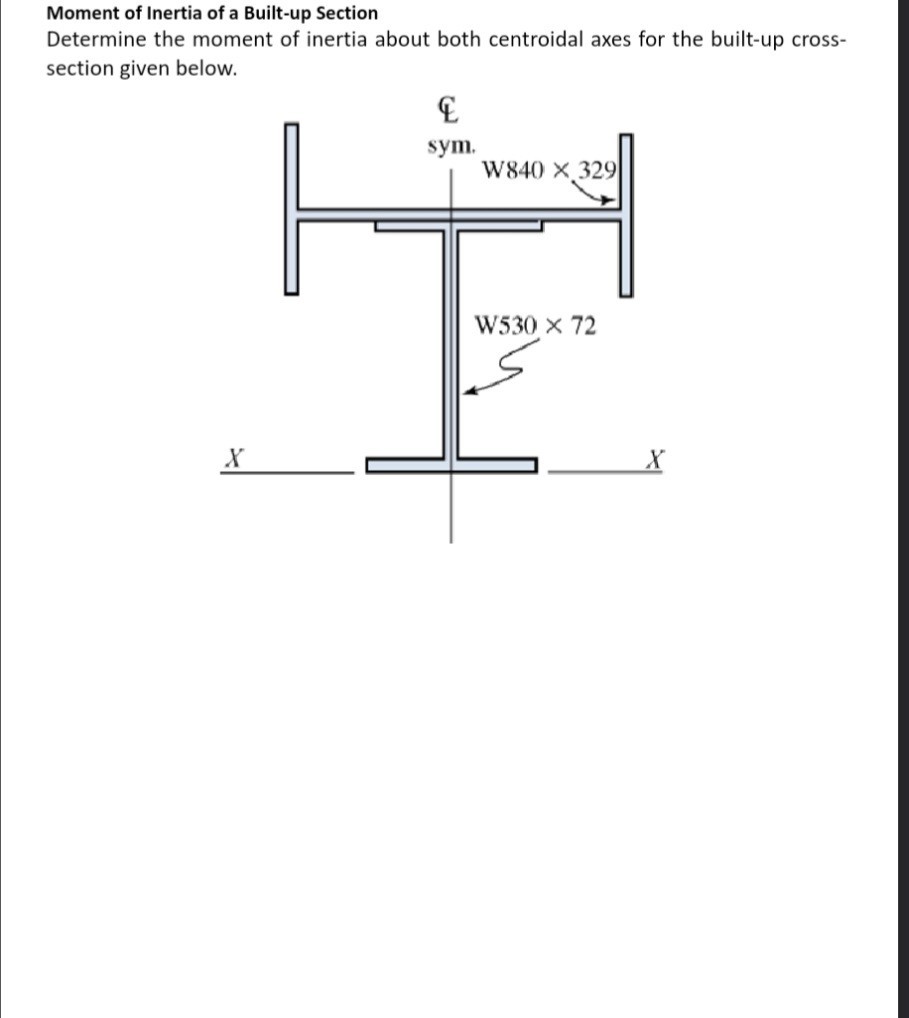Moment of Inertia of a Built-up Section Determine the moment of inertia ...