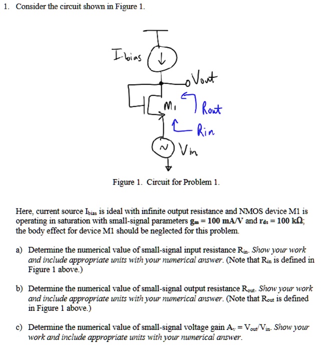 SOLVED: 1. Consider the circuit shown in Figure 1. Figure 1. Circuit for Problem 1. Here ...