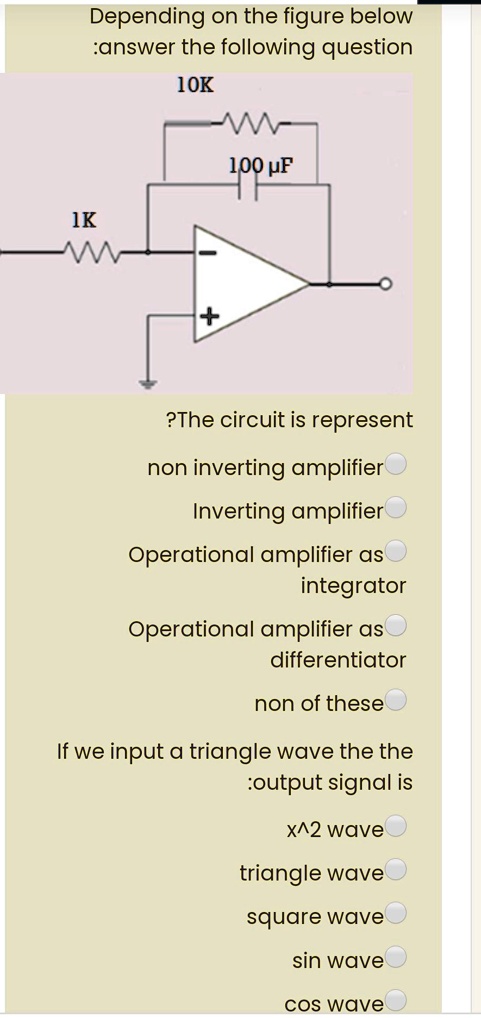SOLVED: Depending on the figure below :answer the following question 1OK 100 pF IK ?The circuit ...