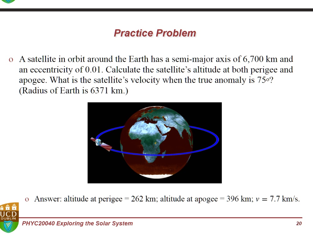 SOLVED: How do I find the velocity at true anomaly? Practice Problem: A ...