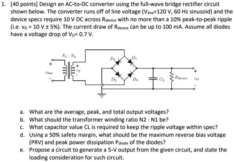 VIDEO solution: Design an AC-to-DC converter using the full-wave bridge ...