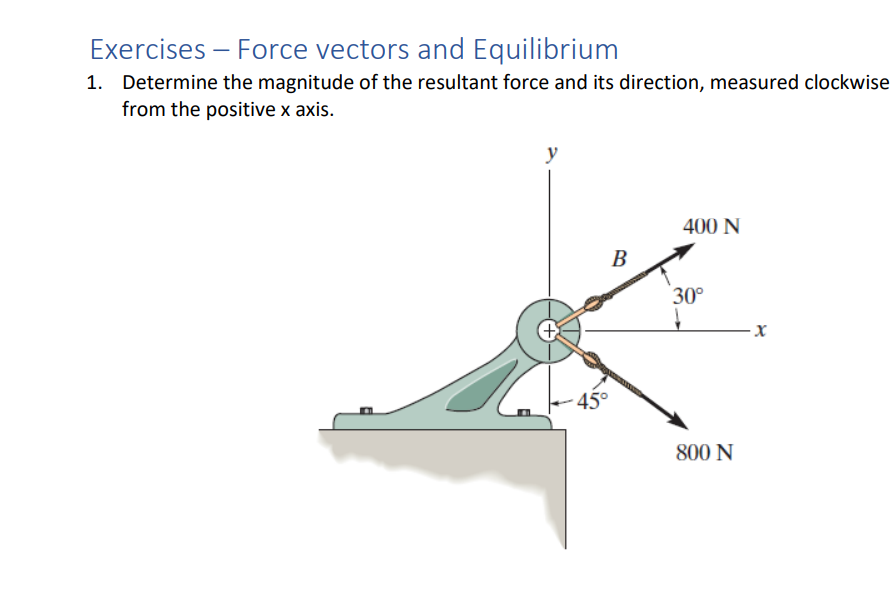 Exercises - Force vectors and Equilibrium 1. Determine the magnitude of ...