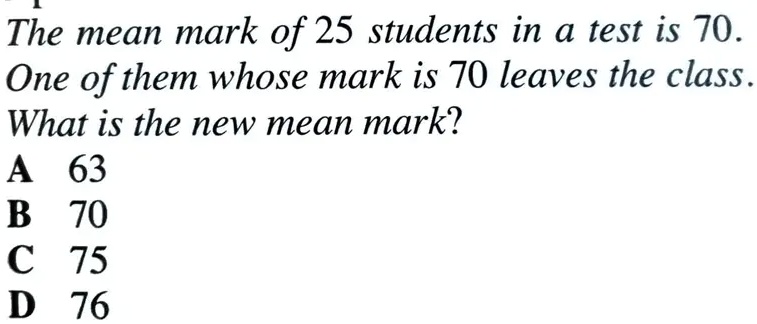 SOLVED: The mean mark of 25 students in a test is 70 One of them whose ...