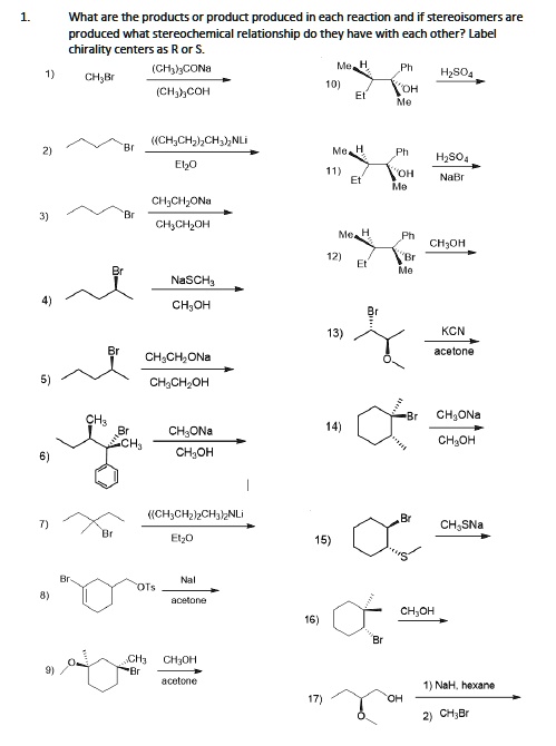 what are the products product produced each reaction and stereoisomers ...