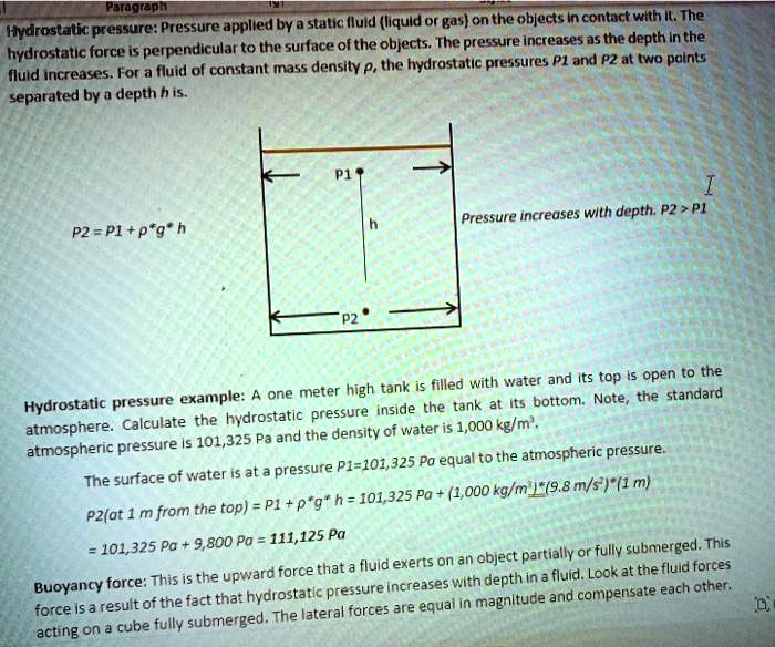 perdeepll applied by static iluid liquid or gas on the objects in ...