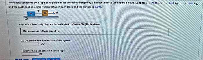 SOLVED: Texts: Two blocks connected by a rope of negligible mass are being dragged by a ...