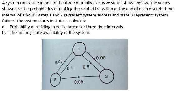 A system can reside in one of the three mutually exclusive states shown ...
