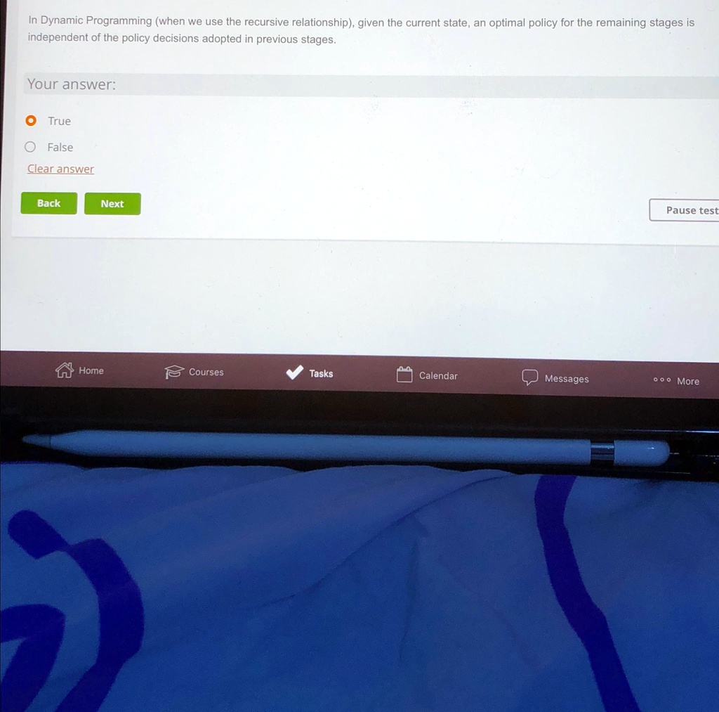 SOLVED: In Dynamic Programming (when we use the recursive relationship), given the current state ...