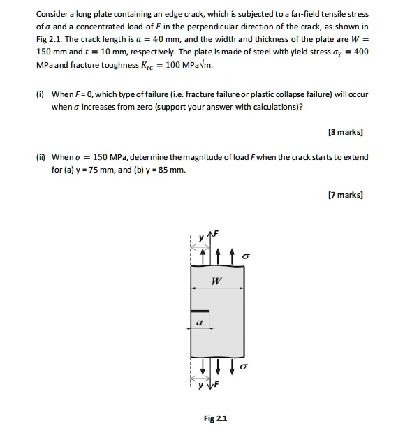 consider a long plate containing an edge crack which is subjected to a ...
