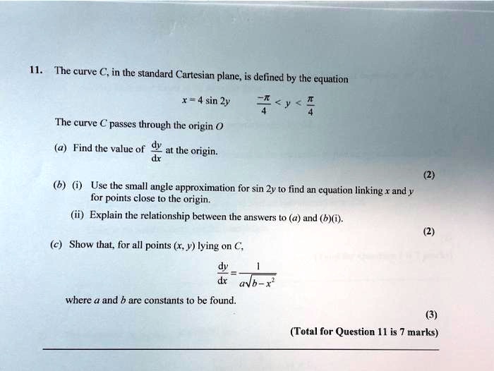 SOLVED: The curve C in the standard Cartesian plane is defined by the ...