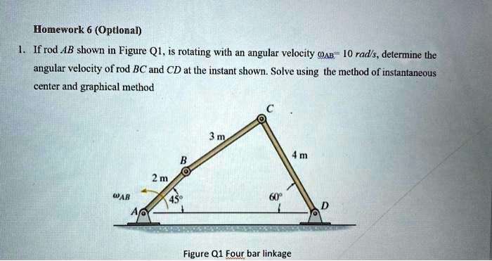 Homework 6 (Optional) 1. If rod AB shown in Figure Q1, is rotating with an angular velocity ωAB ...