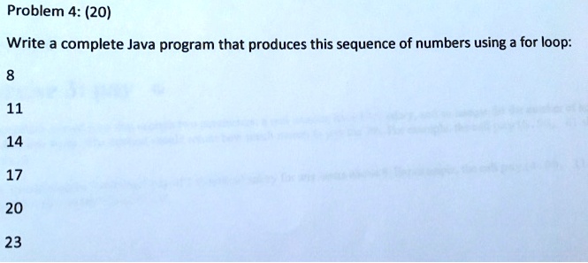 Solved Problem 420 Write A Complete Java Program That Produces This Sequence Of Numbers 