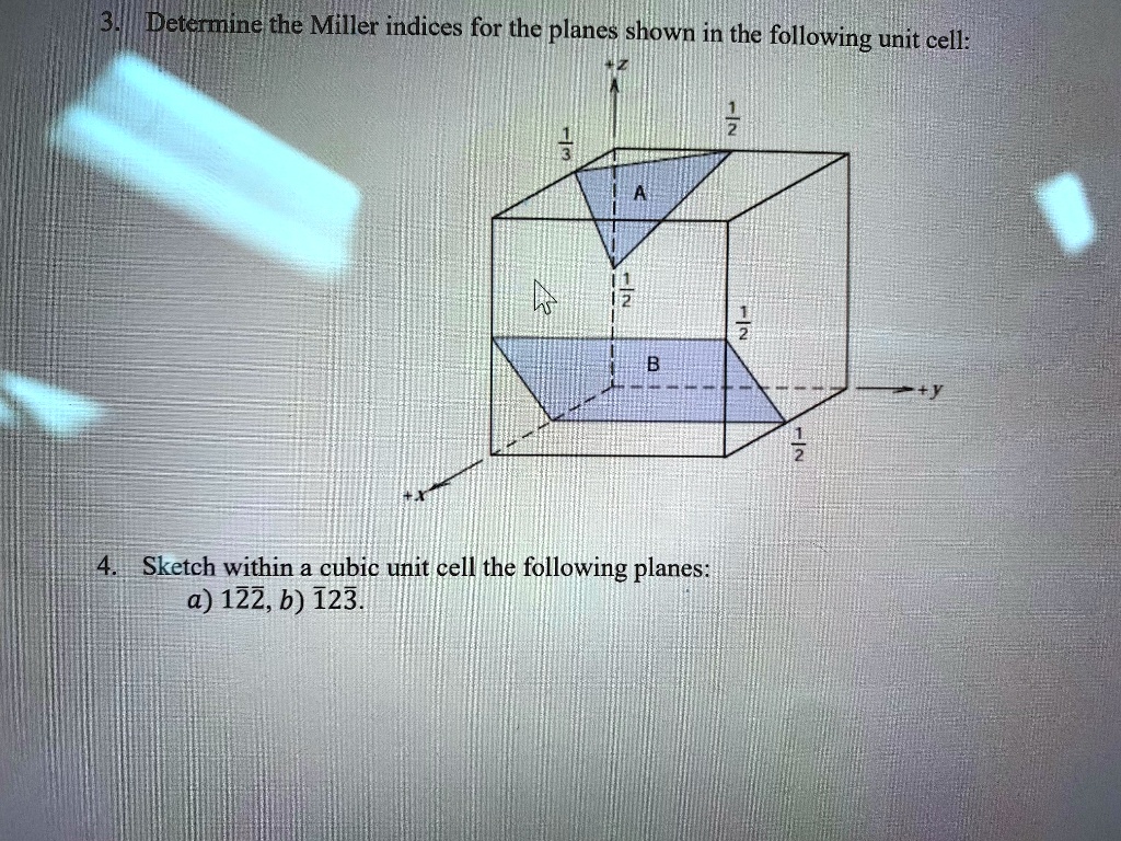 SOLVED: Determine the Miller indices for the planes shown in the following unit cell: (1 1 2) 4 ...