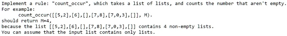 Solved Using Swi Prolog Implement A Rule Countoccur Which Takes A List Of Lists And Counts