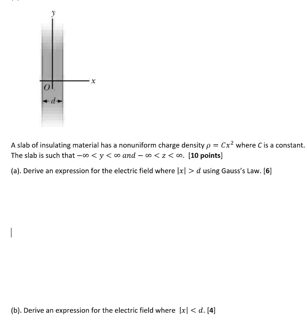 d a slab of insulating material has a nonuniform charge density p cx2 ...