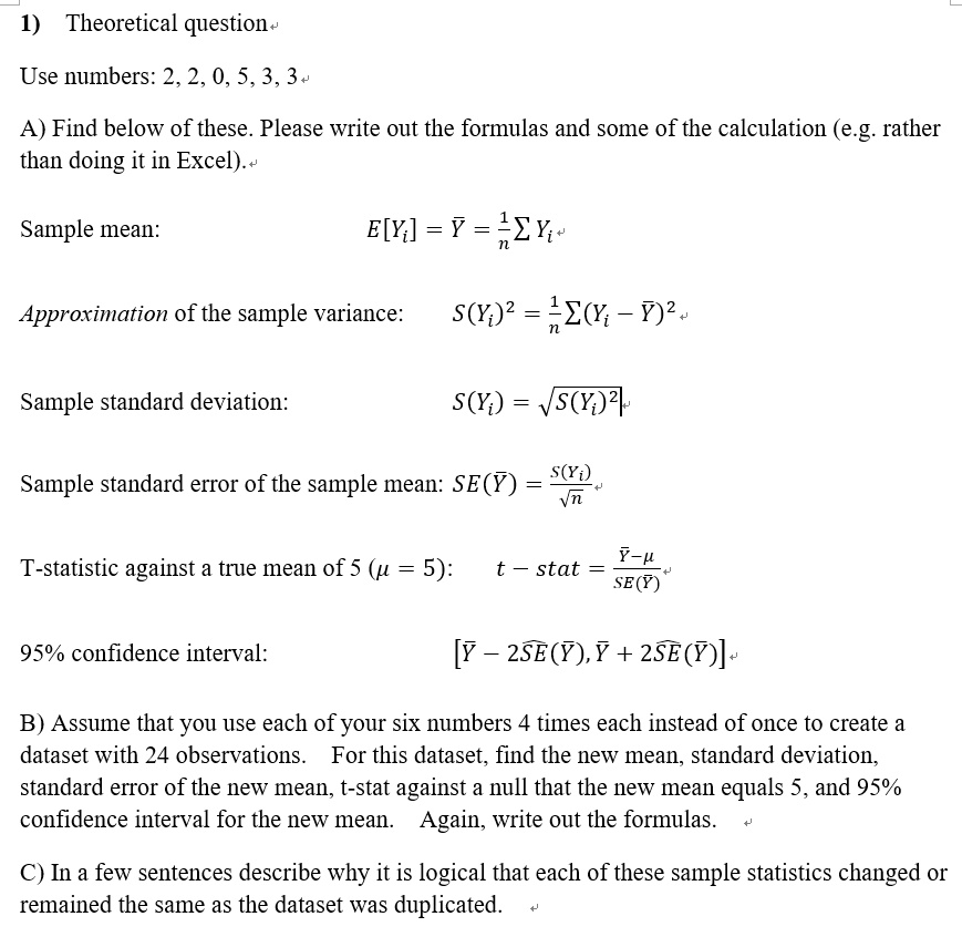 SOLVED: Theoretical question- Use numbers: 2, 2, 0, 5, 3, 3+ A) Find the following. Please write ...