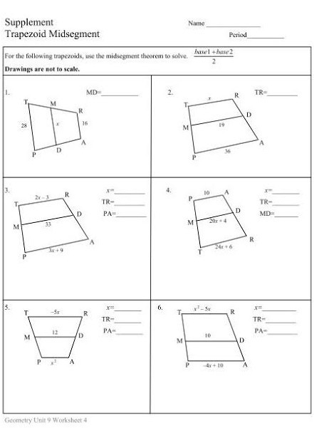Supplement. Name Trapezoid Midsegment Period For the following ...