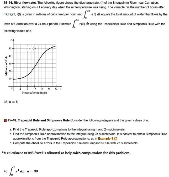 SOLVED:35-36. River flow rates The following figure shows the discharge ...