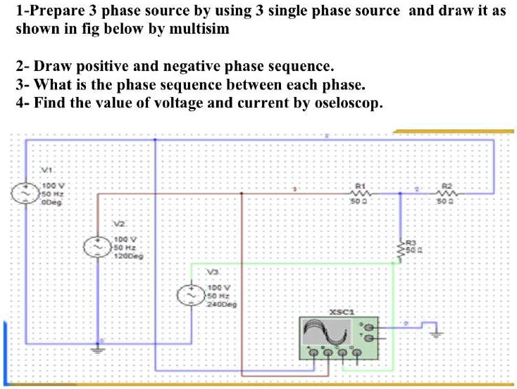 SOLVED: Prepare a 3-phase source by using 3 single-phase sources and draw it as shown in the ...
