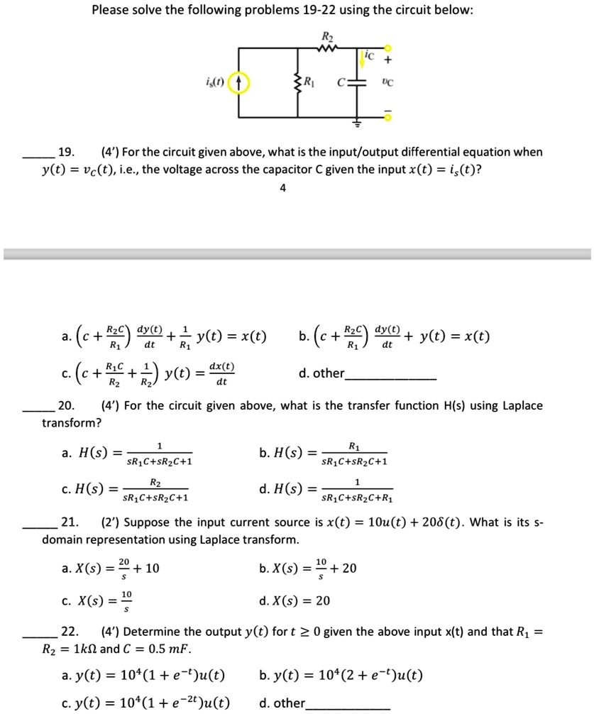 SOLVED: The text provided appears to be a set of multiple-choice questions related to circuit ...