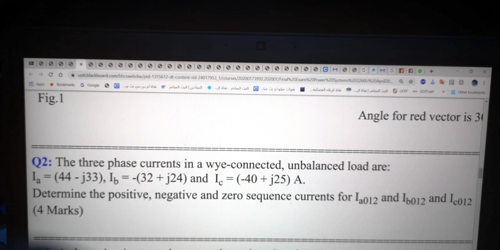 SOLVED: Fig.1 Angle for red vector is 3Â° Q2: The three-phase currents ...