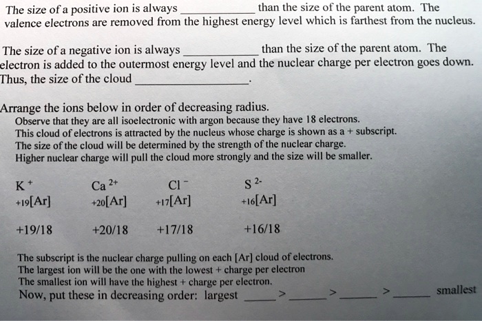 The size of a positive ion is always than the size of the parent atom ...
