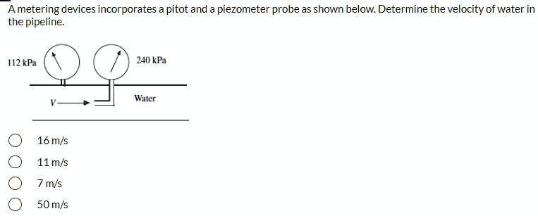 SOLVED: A metering device incorporates a pitot and a piezometer probe ...