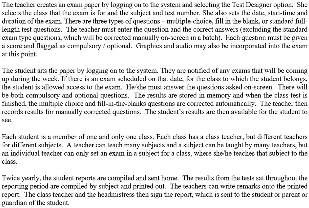 The teacher creates an exam paper by logging on to the system and ...